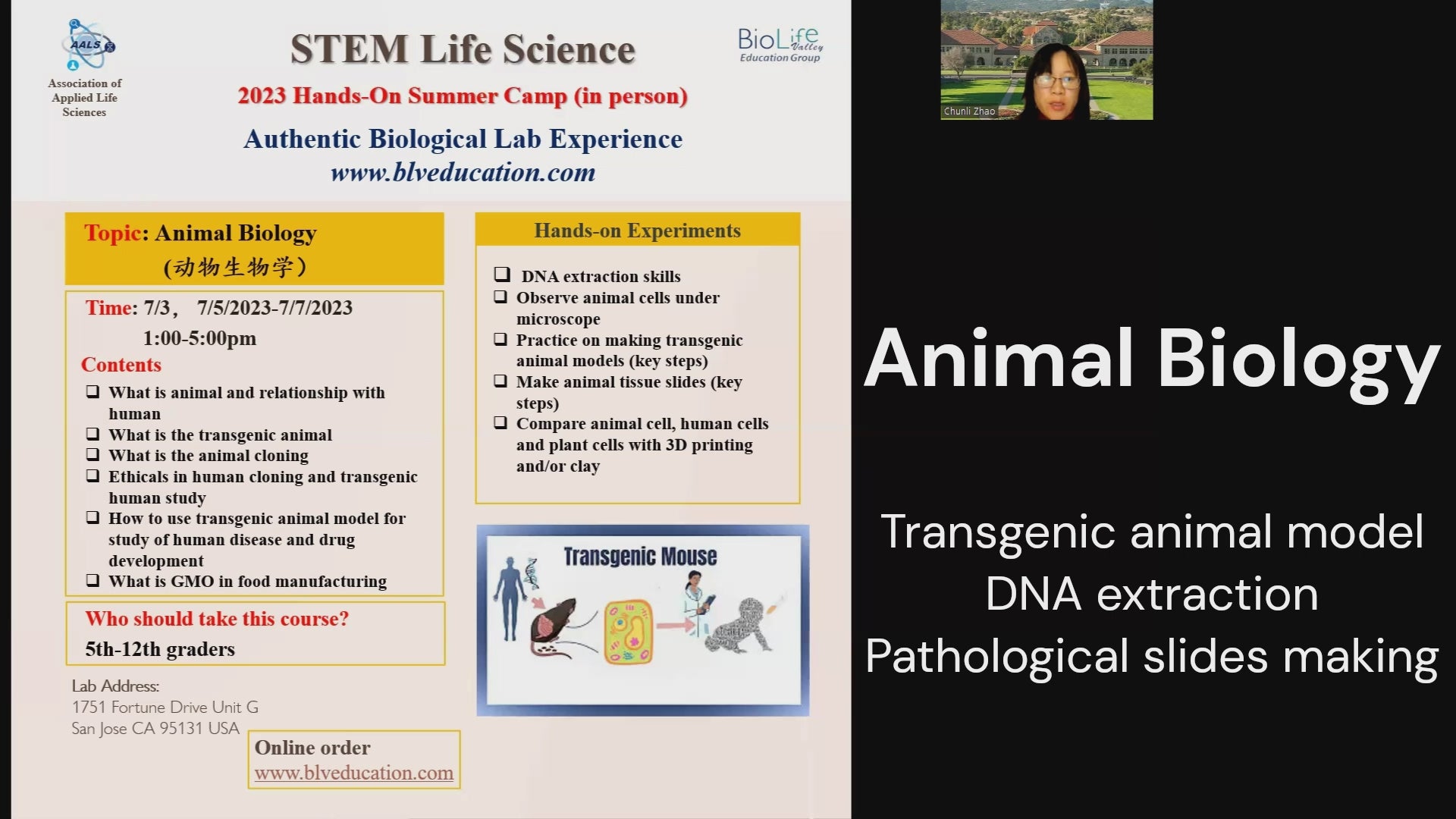 Animal Biology (Summer Camp 2025) – BioLife Valley Education Group