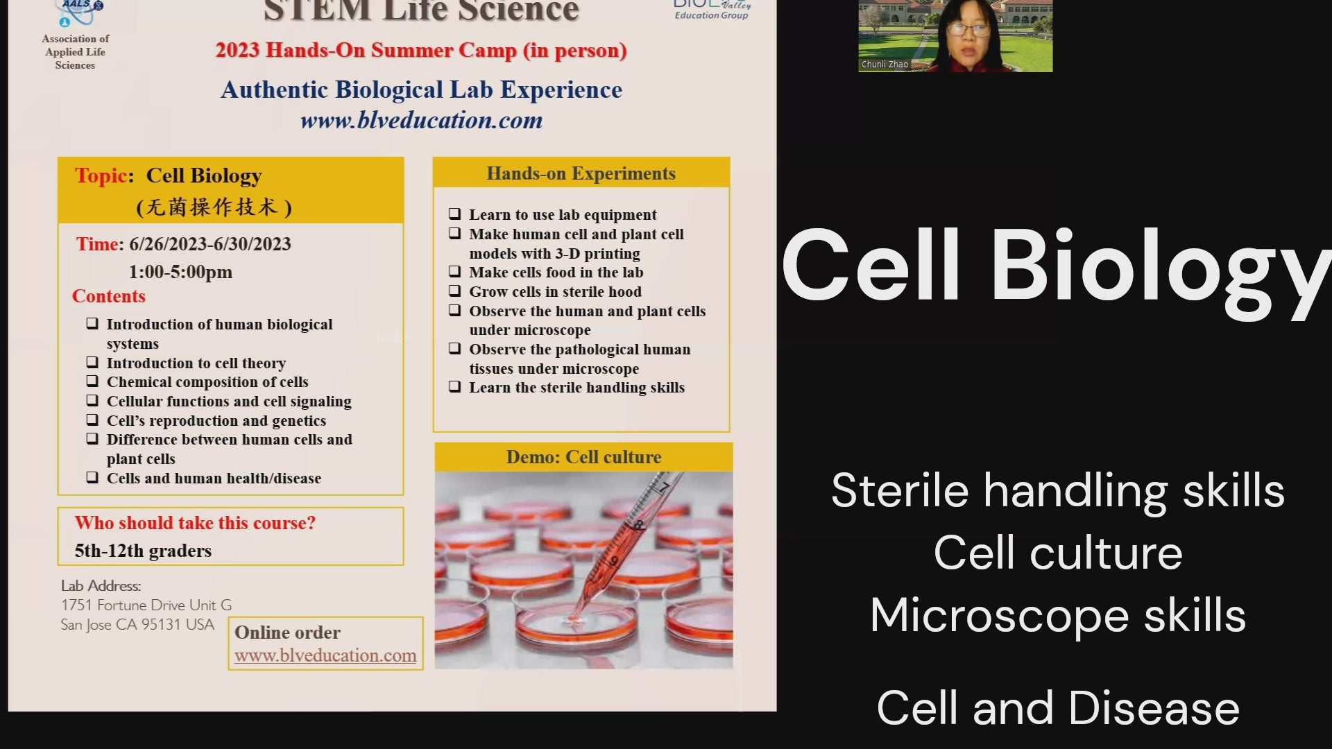 Cell Biology (Summer Camp 2024 June 17-21th, 1-5pm, Monday -Friday ...